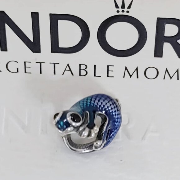 Pandora | Jewelry | Pandora Metallic Blue Gecko Charm 925 Sterling ...